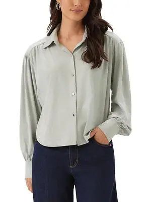 KAREN KANE Karen Kane Faux Suede Embellished Dropped Shoulder Blouse