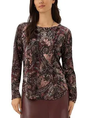 Karen Kane Long Sleeve Velvet Burnout Top - Print