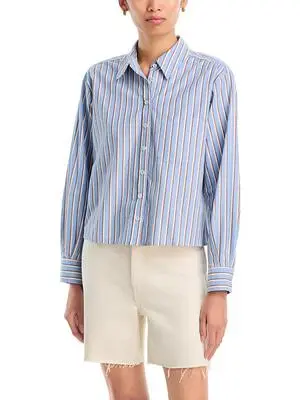 Xirena Wyler Cotton Printed Shirt - Blue Cedar