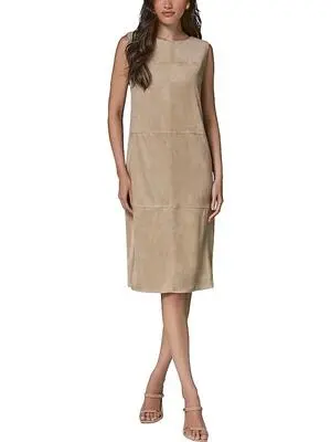 Donna Karan New York Sleeveless Faux Suede Sheath Dress - Oatmilk