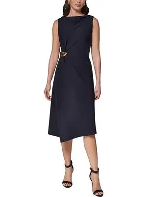 DONNA KARAN NEW YORK Donna Karan New York Sleeveless Draped Sheath Dress With Gold-Tone Accent