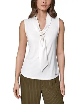Donna Karan New York Sleeveless Blouse With Scarf Neck - Ivory