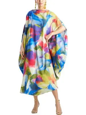 Natori Kumo Printed Satin Circle Caftan - Multi