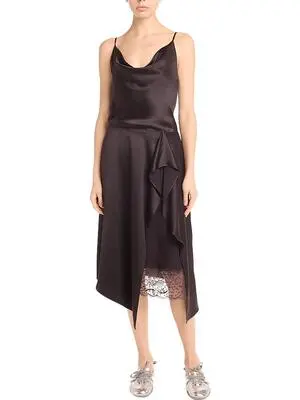 Acne Studios Lace Trimmed Slip Dress - Dark Brown