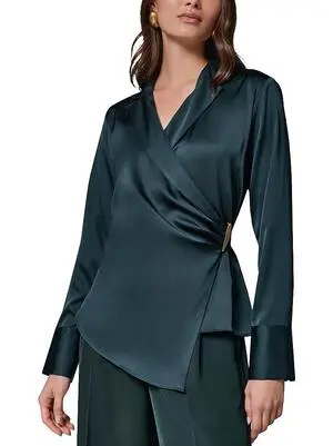 Donna Karan New York Side Ruched Blouse With Hardware Detail - Black Forest
