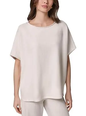 DONNA KARAN WEEKEND Donna Karan Luxe Cotton Dolman Sleeve Boat Neck Sweater - Cream