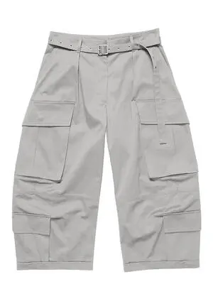 Acne Studios Cotton Stretch Cargo Trousers With Belt - Light Grey