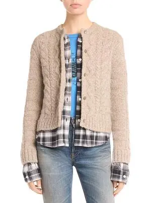 Acne Studios Cable Knit Cardigan Sweater - Medium Beige