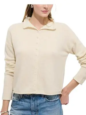 ALEX MILL Cashmere Funnel Neck Cardigan - Cloud