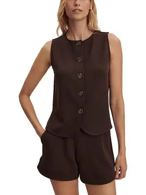 Varley Button Through Tank Top - Coffee Bean