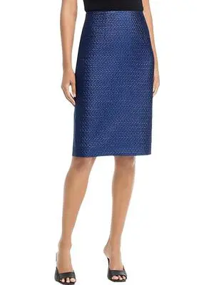 Rickie Freeman For Teri Jon Shimmer Basket Weave Jacquard Skirt - Sapphire