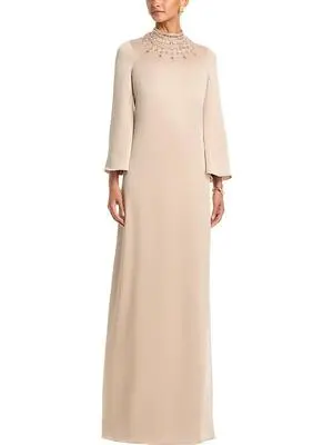 Rickie Freeman For Teri Jon Embellished Satin Gown - Gold
