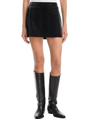 WAYF Walker Faux Leather Mini Skirt - Black