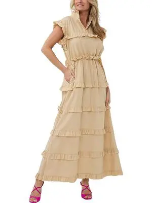 MARIELLE STOKKELAAR Amelie Ruffled Maxi Dress - Beige