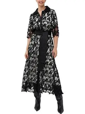 MARIELLE STOKKELAAR Vivienne Lace Maxi Dress With Belt - White/black