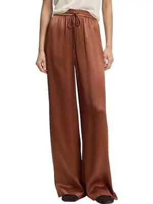 Hugo Boss Satin Drawstring Wide-leg Pants - Tortoise Shell