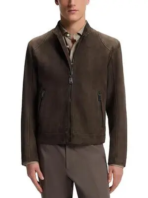 BOSS L-miker Zip Leather Jacket - Medium Brown