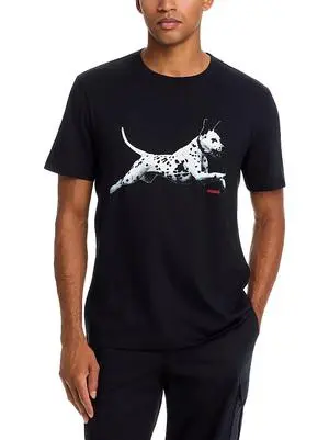 Hugo Dirunn Cotton Dalmatian Graphic T-shirt Black