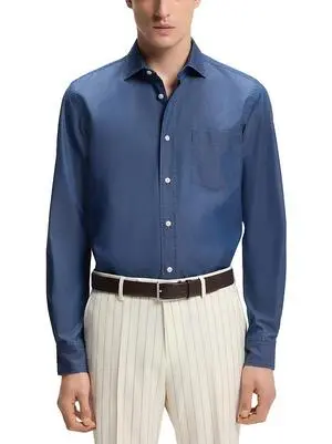 BOSS H-rob Spread Collar Casual Button Down Shirt - Open Blue