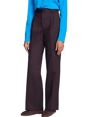 Sandro Striped Tailored Trousers - Marron/bleu