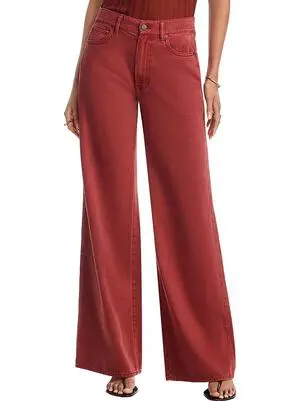 Veronica Beard Kasey Mid Rise Wide Leg Jeans - Rust