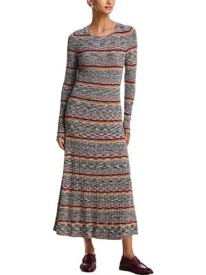 Veronica Beard Long Sleeve Knit Midi Dress - Rust Multi