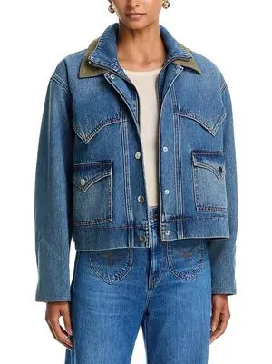 Veronica Beard Wegner Double Collar Denim Jacket - Memory Lane