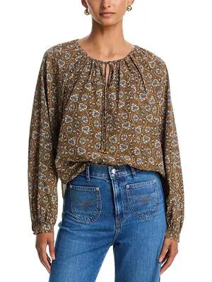 Veronica Beard Rhosen Long Sleeve Printed Blouse - Acorn Multi