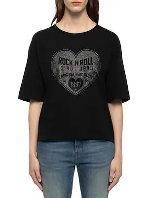 Zadig&Voltaire Taida Bc Heart Rhinestone Tee - Black