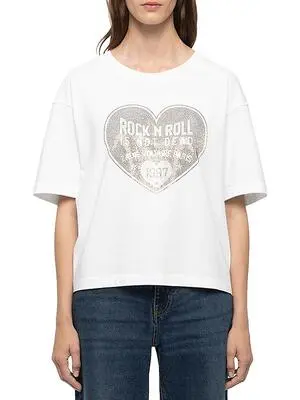 Zadig&Voltaire Taida Bc Heart Rhinestone Tee - White