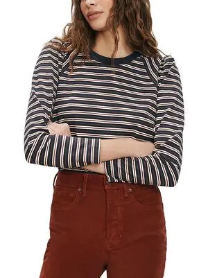 VERONICA BEARD Veronica Beard Striped Cotton Blend Baseball Tee