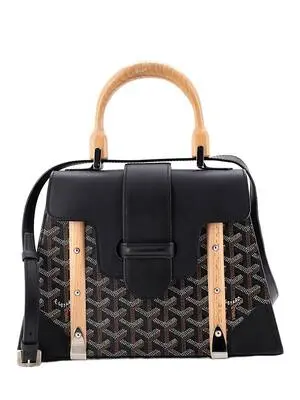 Goyard Pm Saigon Top Handle Bag Coated Canvas With Leather - Black