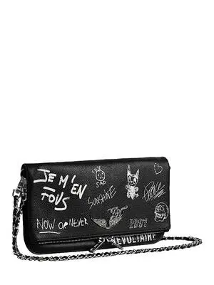 Zadig&Voltaire Rock Arty Tag Leather Shoulder Bag - Black