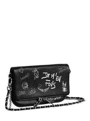 Zadig&Voltaire Rock Mini Arty Tag Leather Shoulder Bag - Black