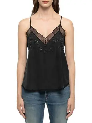 Zadig&Voltaire Christy Embellished Silk Camisole - Black