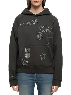 Zadig&Voltaire Embellished Cotton Hoodie - Carbone