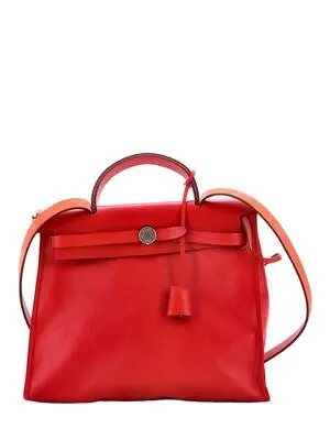 Hermès 31 Herbag Zip Berline Vache Canvas And Leather - Red