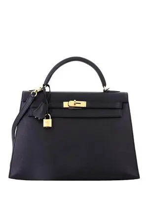 Hermès Kelly 32 Handbag Black Epsom With Gold Hardware - Noir