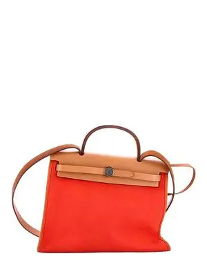 Hermès 31 Herbag Zip Leather And Toile Orange