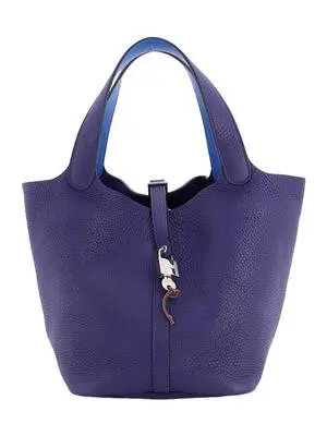 Hermès Mm Eclat Picotin Lock Bag Clemence - Blue