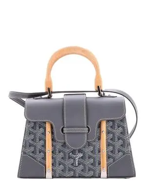 Goyard Mini Structured Saigon Top Handle Bag Coated Canvas With Leather Gray