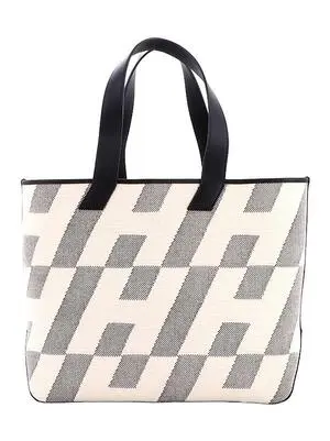 Hermès 40 Cabas H En Biais Tote Canvas With Leather - Black