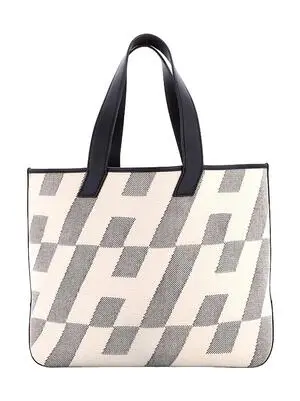 Hermès 40 Cabas H En Biais Tote Canvas With Leather - Black