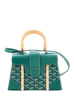 Goyard Structured Saigon Top Handle Bag Coated Canvas With Leather - Green