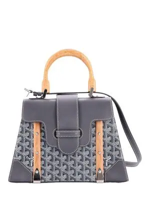 Goyard Pm Saigon Top Handle Bag Coated Canvas With Leather - Gray