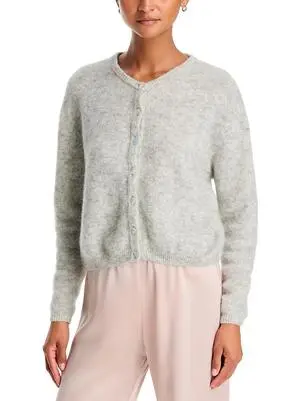 American Vintage Round Neck Buttoned Cardigan - Gris Clair