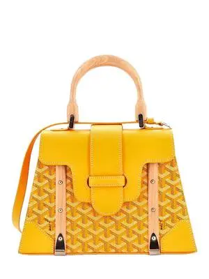 Goyard Pm Saigon Top Handle Bag Coated Canvas With Leather - Yellow