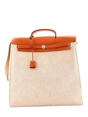 HERMÈS Mm Herbag Toile And Leather