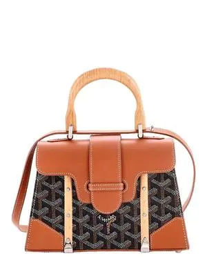 Goyard Mini Structured Saigon Top Handle Bag Coated Canvas With Leather Brown