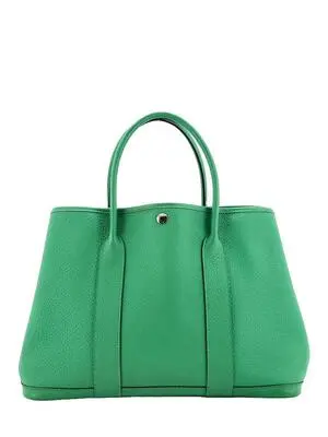 Hermès 36 Garden Party Tote Leather With Printed Interior - Green